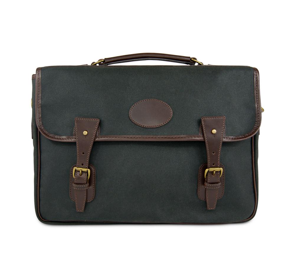 One Pocket Buckle Waxed Canvas Briefcase | Pickett London
